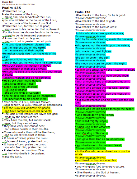Comparing Psalm 135 and 136 | Mark's Bible Study